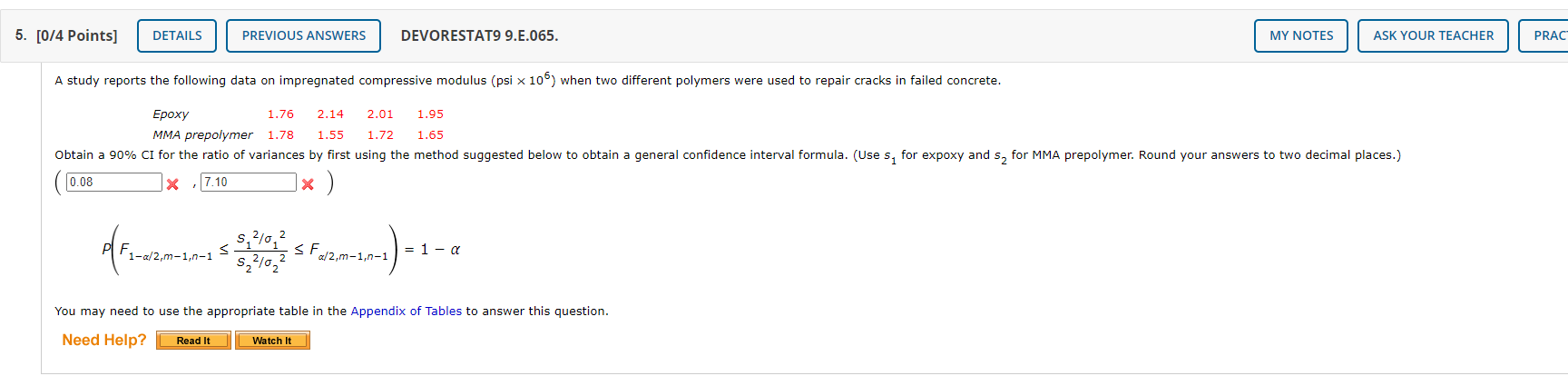 Solved 5. [0/4 Points] DETAILS PREVIOUS ANSWERS DEVORESTAT9 | Chegg.com