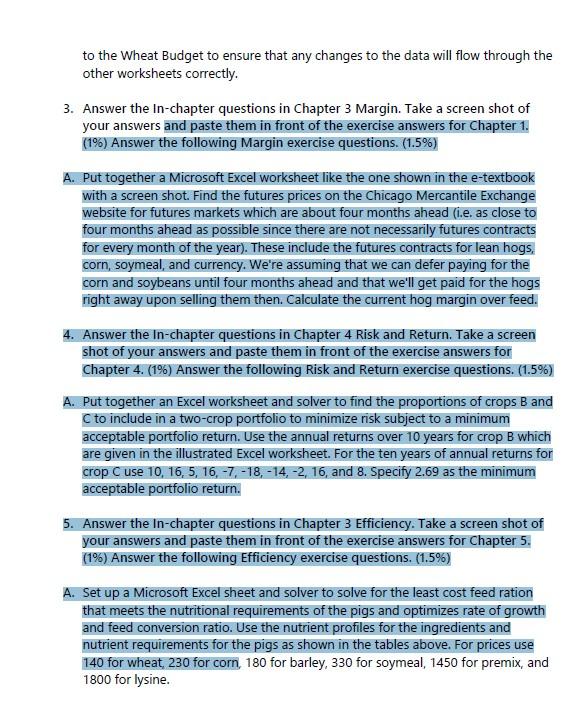 Solved to the Wheat Budget to ensure that any changes to the | Chegg.com