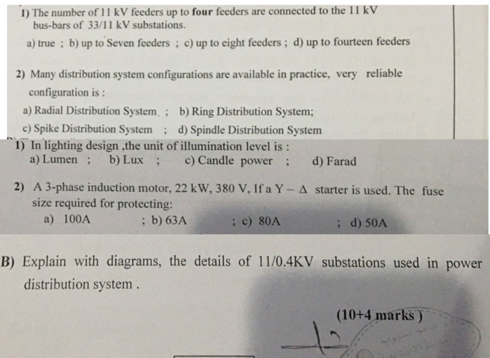 Solved Distribution of electrical power I hope the solution | Chegg.com