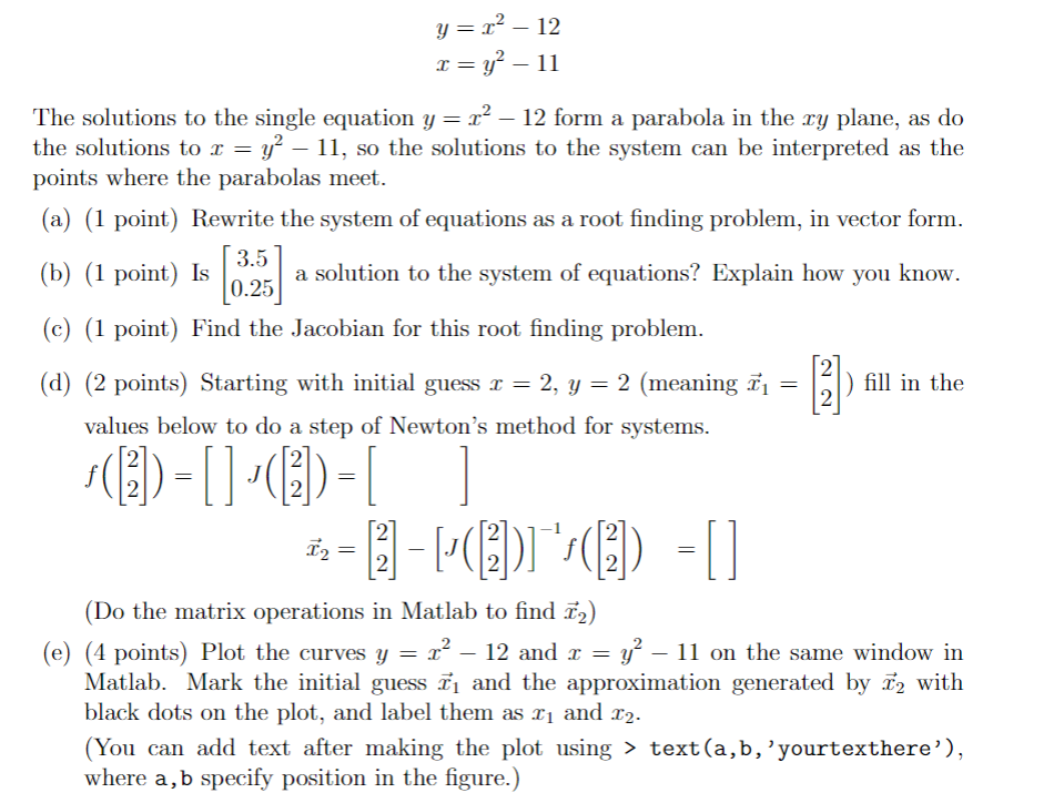 Solved y=x2−12x=y2−11 The solutions to the single equation | Chegg.com