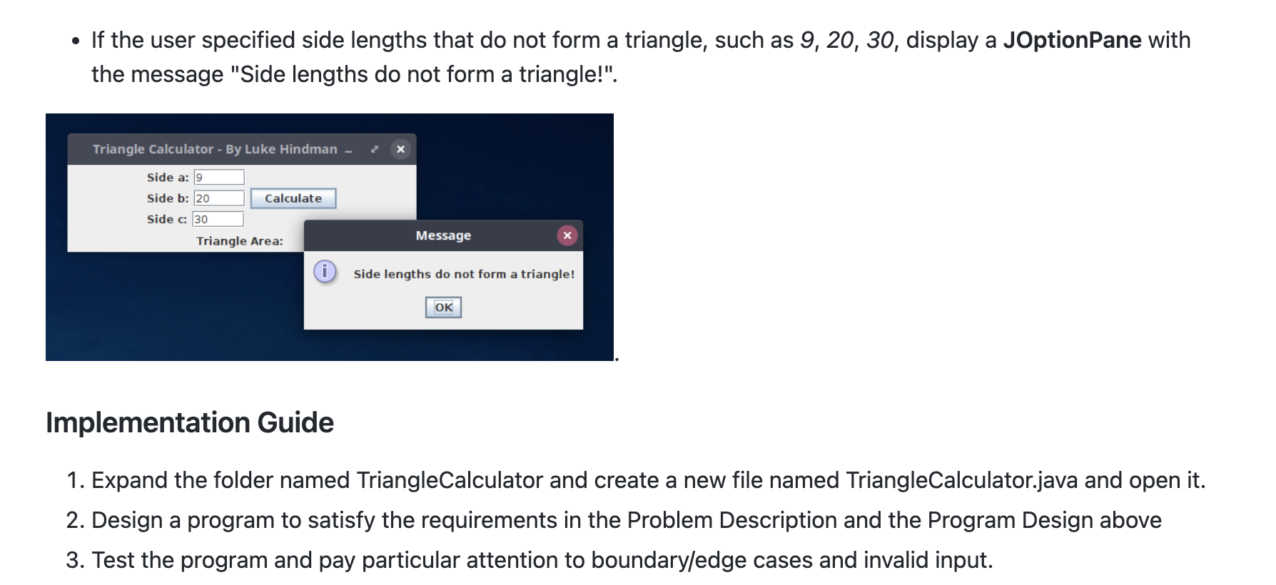 Solved Lab Activity 1- Triangle Calculator Problem | Chegg.com