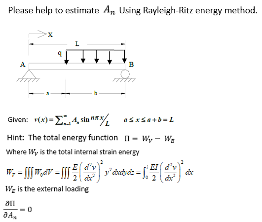 Solved Please help to estimate An Using Rayleigh-Ritz energy | Chegg.com