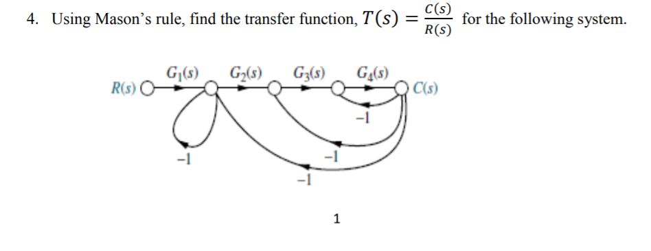 Solved 4. Using Mason's rule, find the transfer function, | Chegg.com