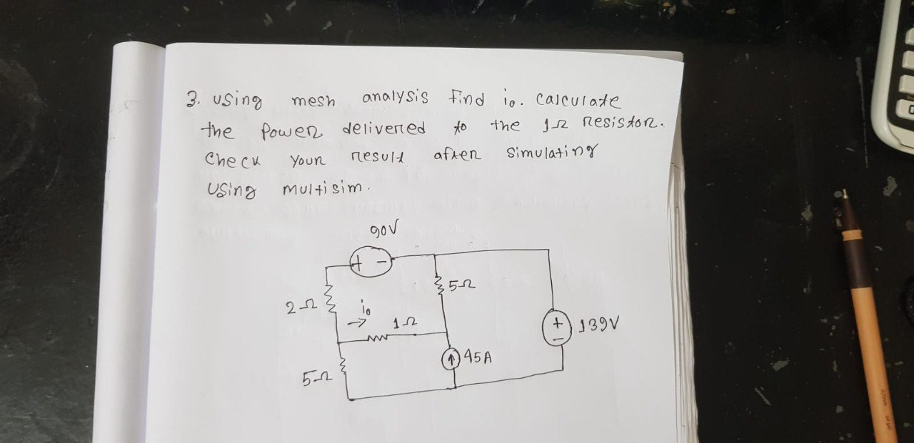 Solved 3. ﻿using mesh analysis find io. ﻿calculate the power | Chegg.com
