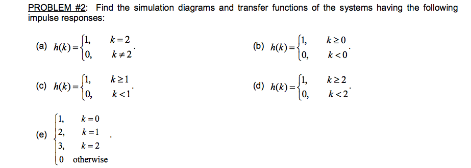 Solved PROBLEM #2: Find the simulation diagrams and transfer | Chegg.com