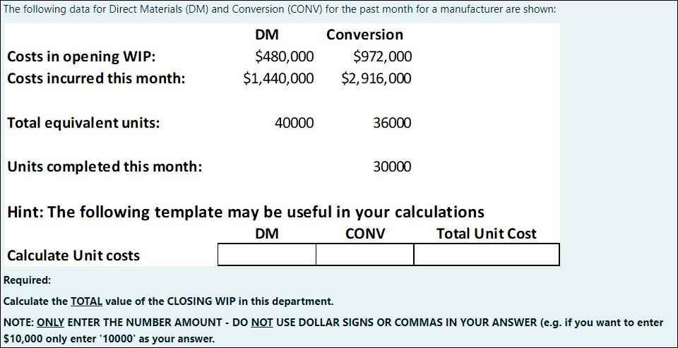 Solved The following data for Direct Materials (DM) and | Chegg.com