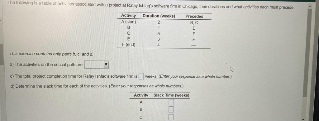 Solved This exercise contains only parts b,c, and d. b) The | Chegg.com