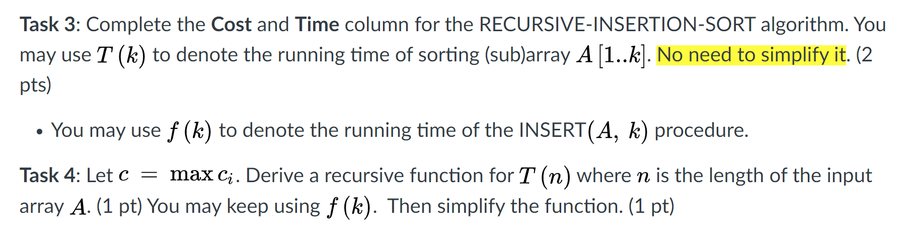 We can express insertion sort as a recursive | Chegg.com