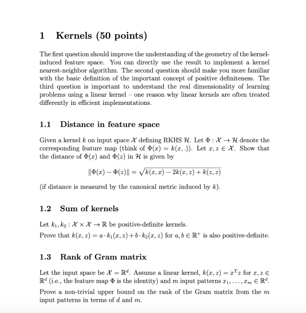 Solved 1 Kernels (50 points) The first question should | Chegg.com