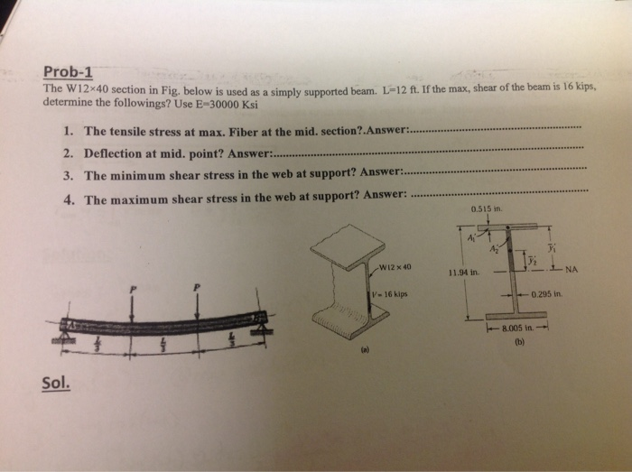 Solved Prob-1 The w12-40 section in Fig, below is used as a | Chegg.com
