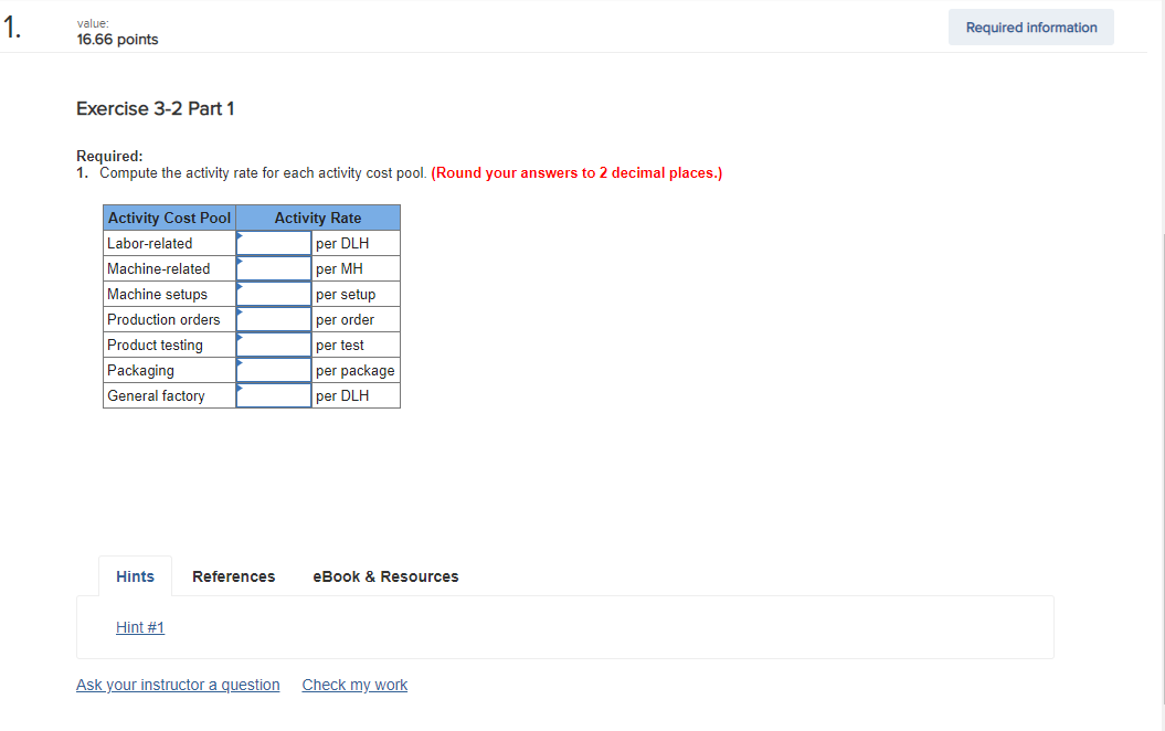 Solved Exercise 3-2 Compute Activity Rates [LO3-2] [The | Chegg.com