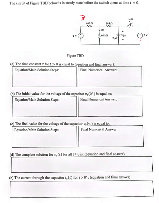 Solved The circuit of Figure TBD below is in steady-state | Chegg.com