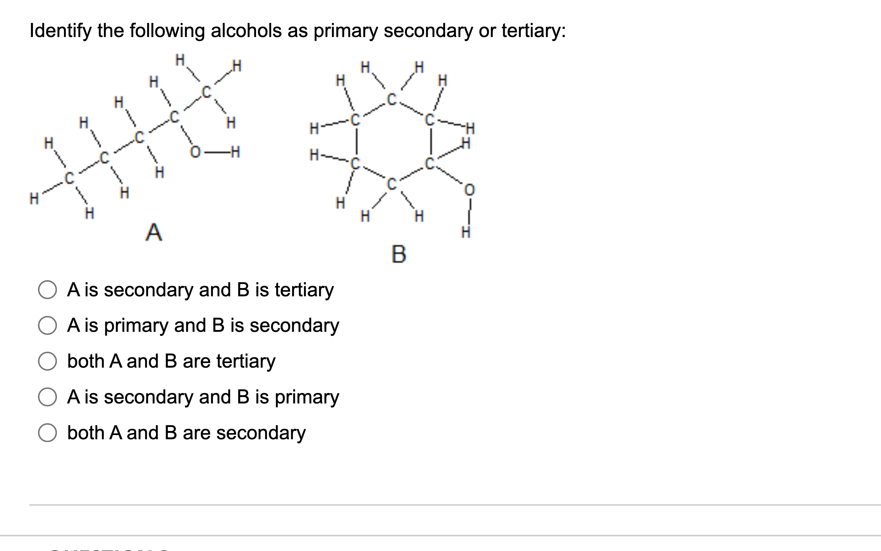 Solved Identify the following alcohols as primary secondary | Chegg.com