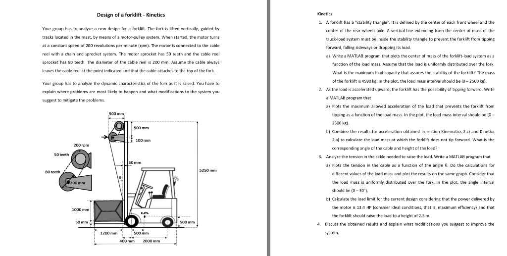 Kinetics Design of a forklift - Kinetics 1. A | Chegg.com