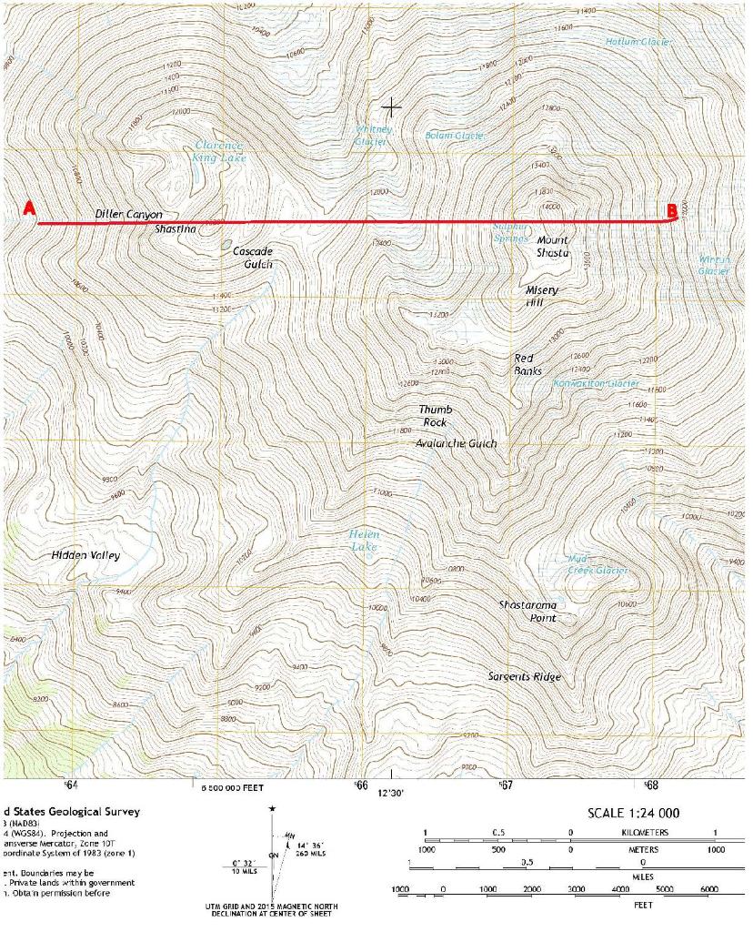 Solved Using the topo map of Mount Shasta, below, and the | Chegg.com
