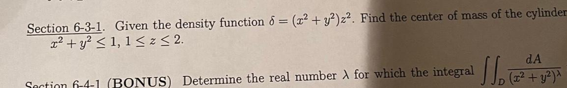 Solved Section 6-3-1. Given the density function | Chegg.com