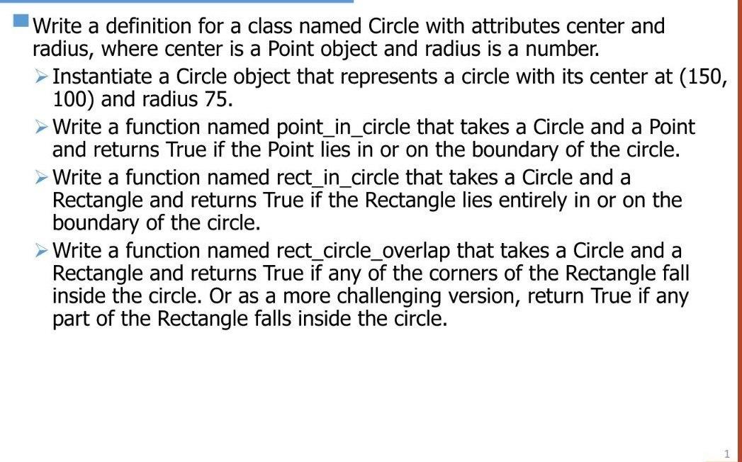 Solved Write a definition for a class named Circle with | Chegg.com