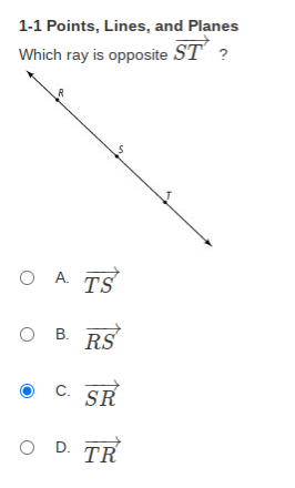 Solved 1-1 Points, Lines, and Planes Which ray is opposite | Chegg.com