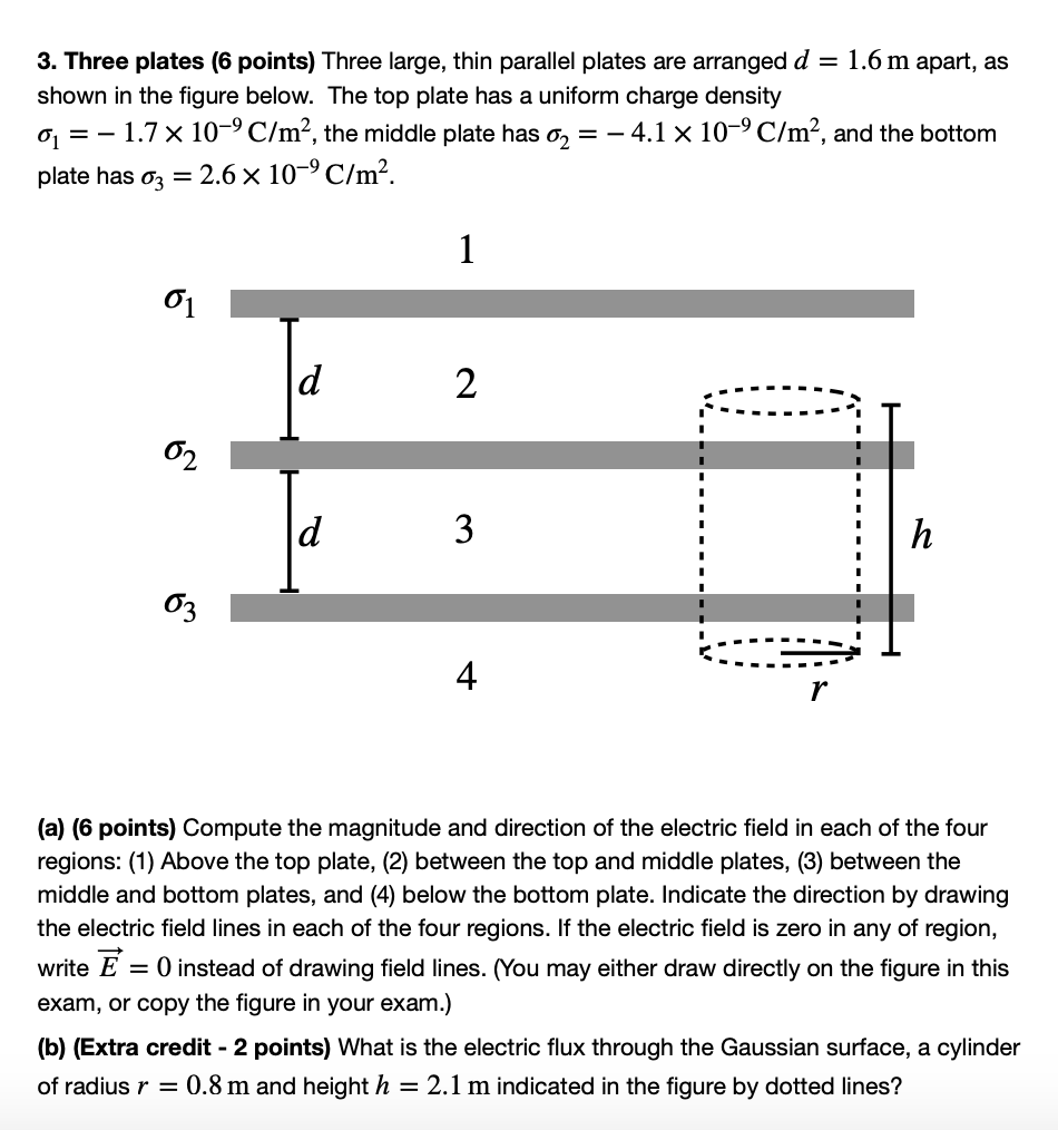 Solved 3. Three plates (6 points) Three large, thin parallel | Chegg.com
