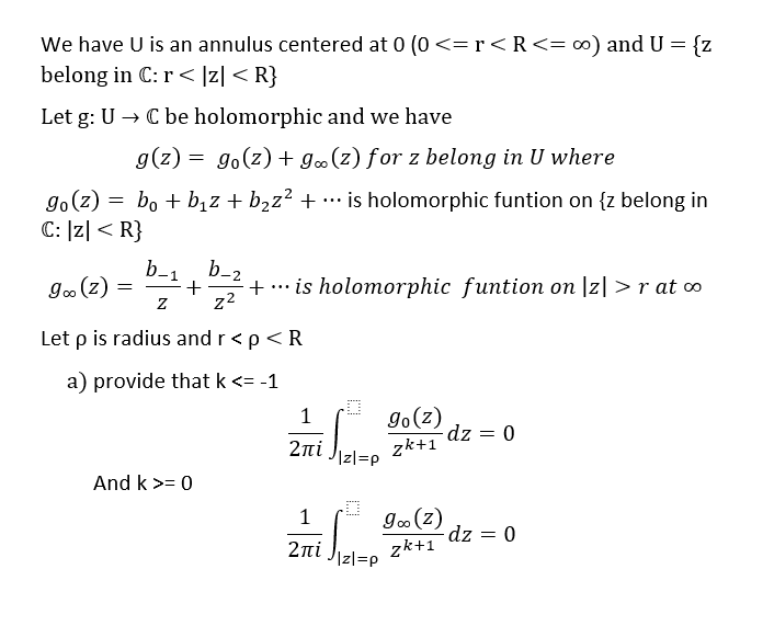 Solved We have U is an annulus centered at 0(0
