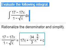 Solved Evaluate the following integral. 1970 pa 17 - 17x dx | Chegg.com