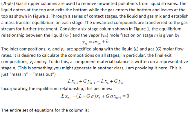 Solved 20pts Gas Stripper Columns Are Used To Remove