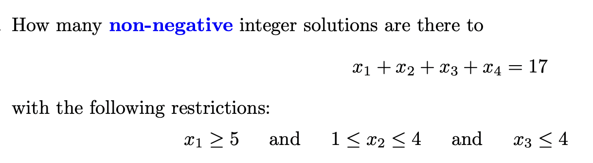 Solved How many non-negative integer solutions are there to | Chegg.com