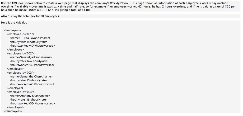 Solved Use the XML doc shown below to create a Web page that | Chegg.com