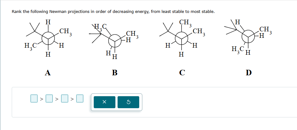 Rank the following Newman projections in order of | Chegg.com