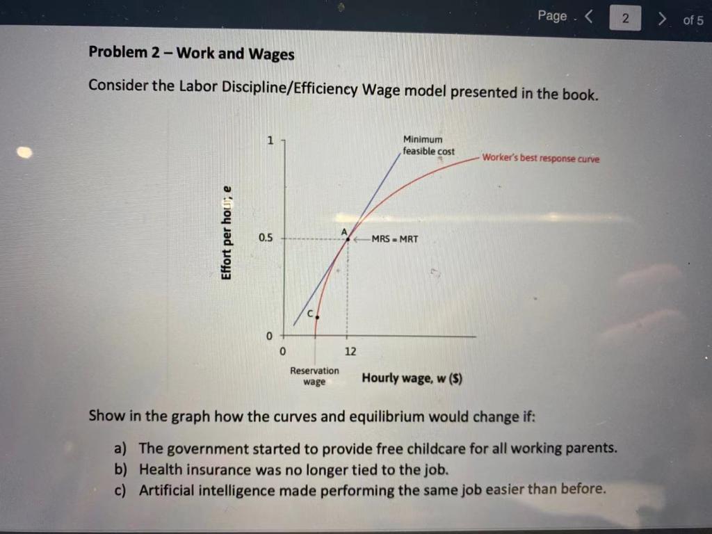 Solved Page - of 5 Problem 2-Work and Wages Consider | Chegg.com