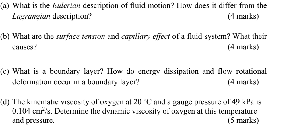 Solved (a) ﻿What is the Eulerian description of fluid | Chegg.com