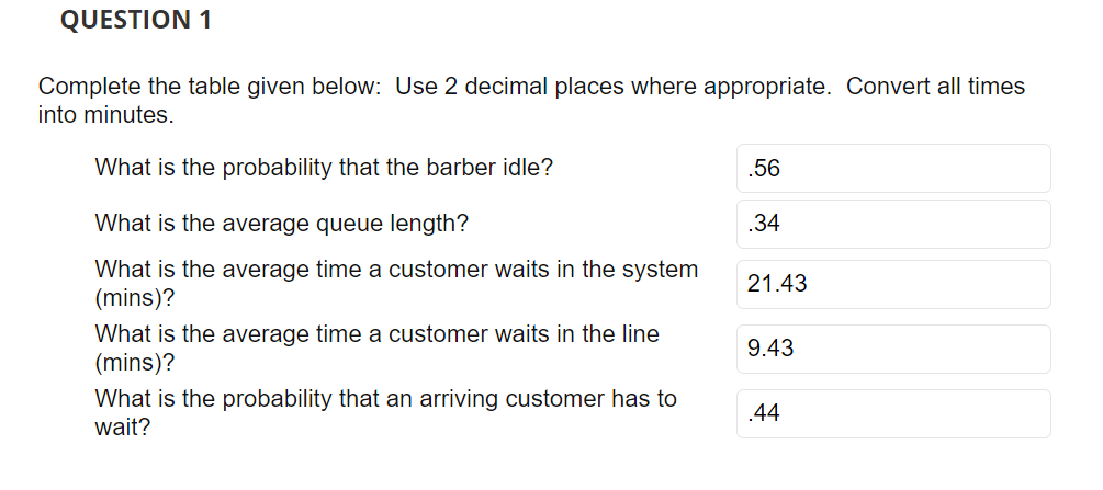 Solved I answered question 1 can you check my answers AND | Chegg.com