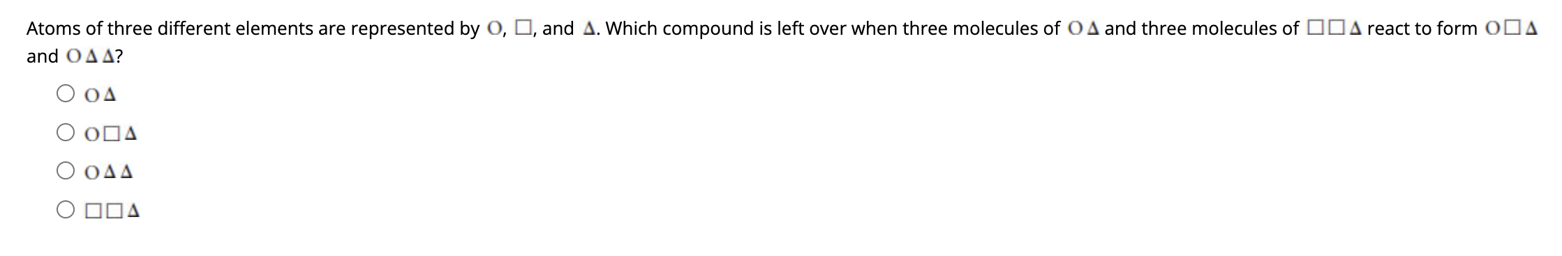 Solved Atoms of ﻿three different elements are represented | Chegg.com