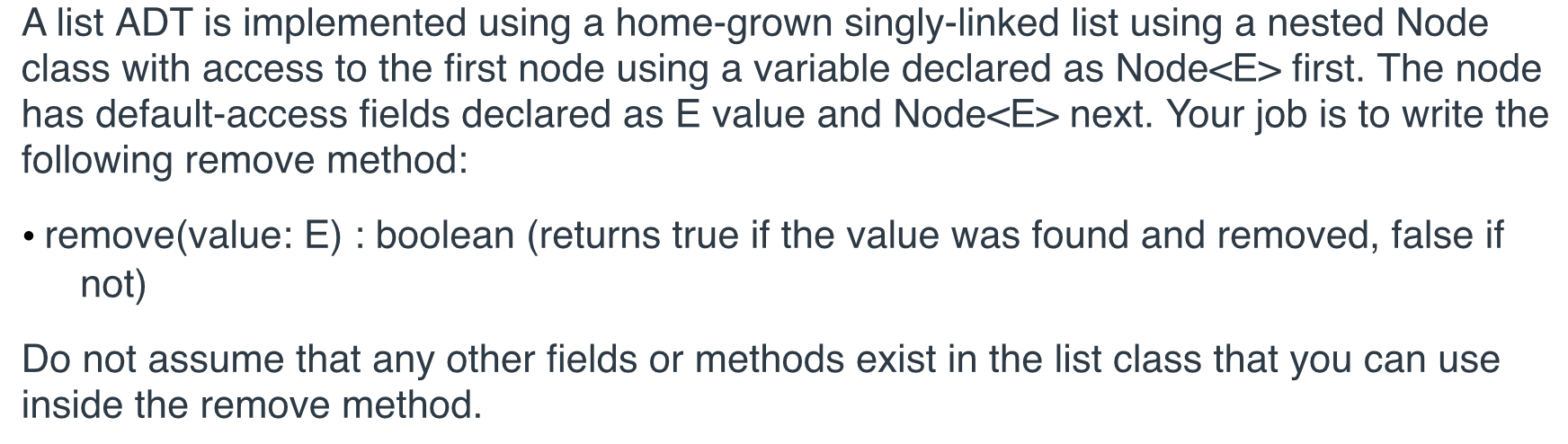Solved A list ADT is implemented using a home-grown | Chegg.com