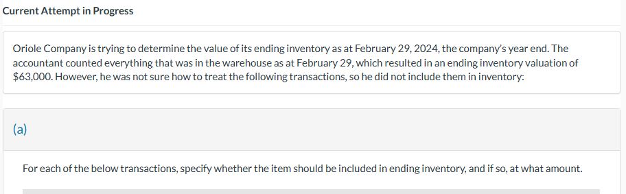 Solved Current Attempt in Progress Oriole Company is trying | Chegg.com