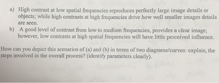 a) High contrast at low spatial frequencies | Chegg.com