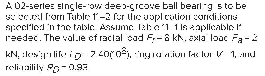 Solved A 02-series single-row deep-groove ball bearing is to | Chegg.com