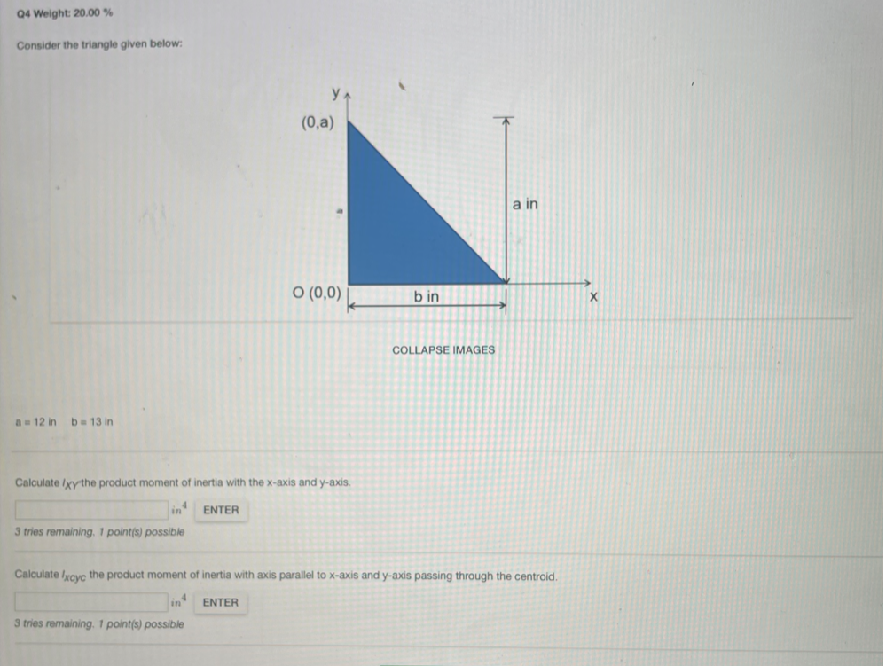 Solved Q4 Weight: 20.00% Consider the triangle given below: | Chegg.com
