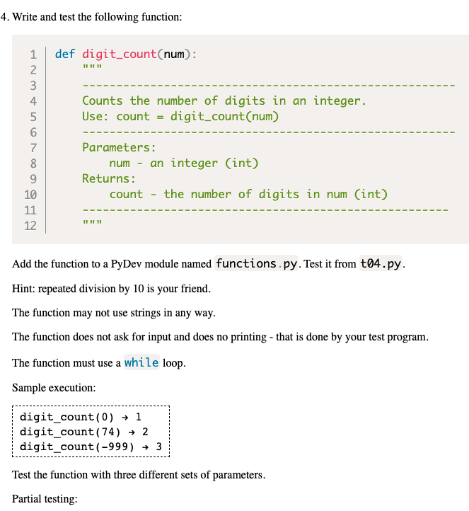 Solved 3. Write and test the following function: def | Chegg.com