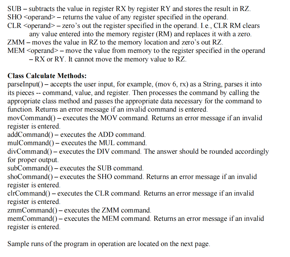SUB - subtracts the value in register RX by register | Chegg.com