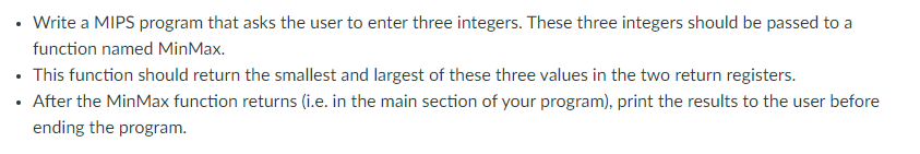 Solved • Write a MIPS program that asks the user to enter | Chegg.com