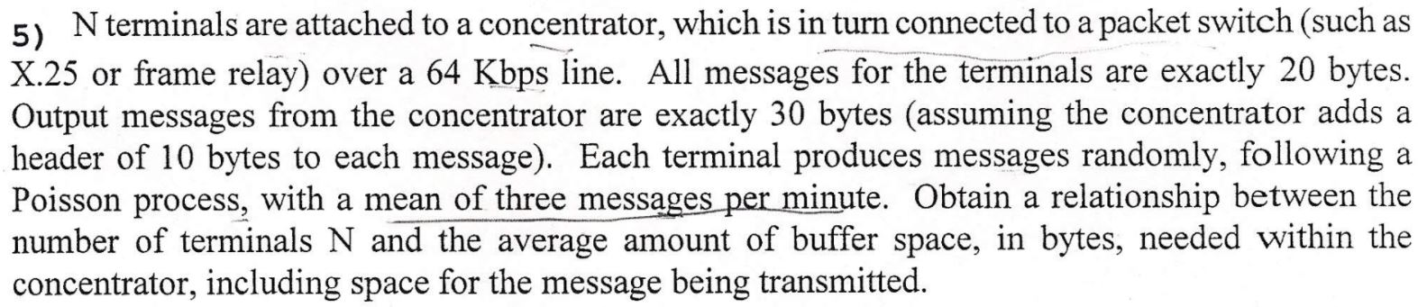 5) N terminals are attached to a concentrator, which | Chegg.com