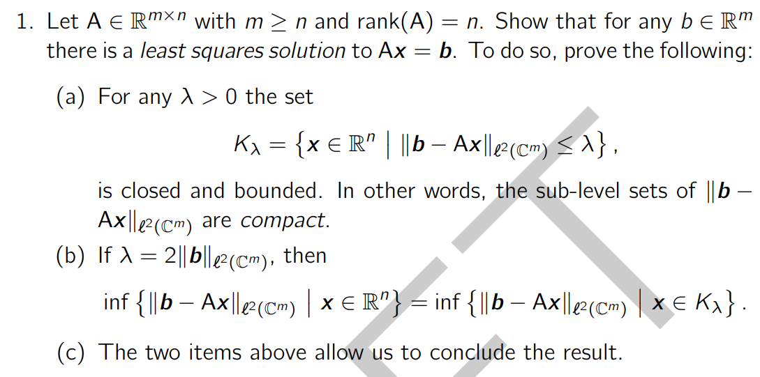 Let A∈Rm×n with m≥n and rank(A)=n. Show that for any | Chegg.com