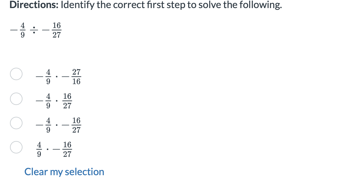 Solved Directions: Identify the correct first step to solve | Chegg.com