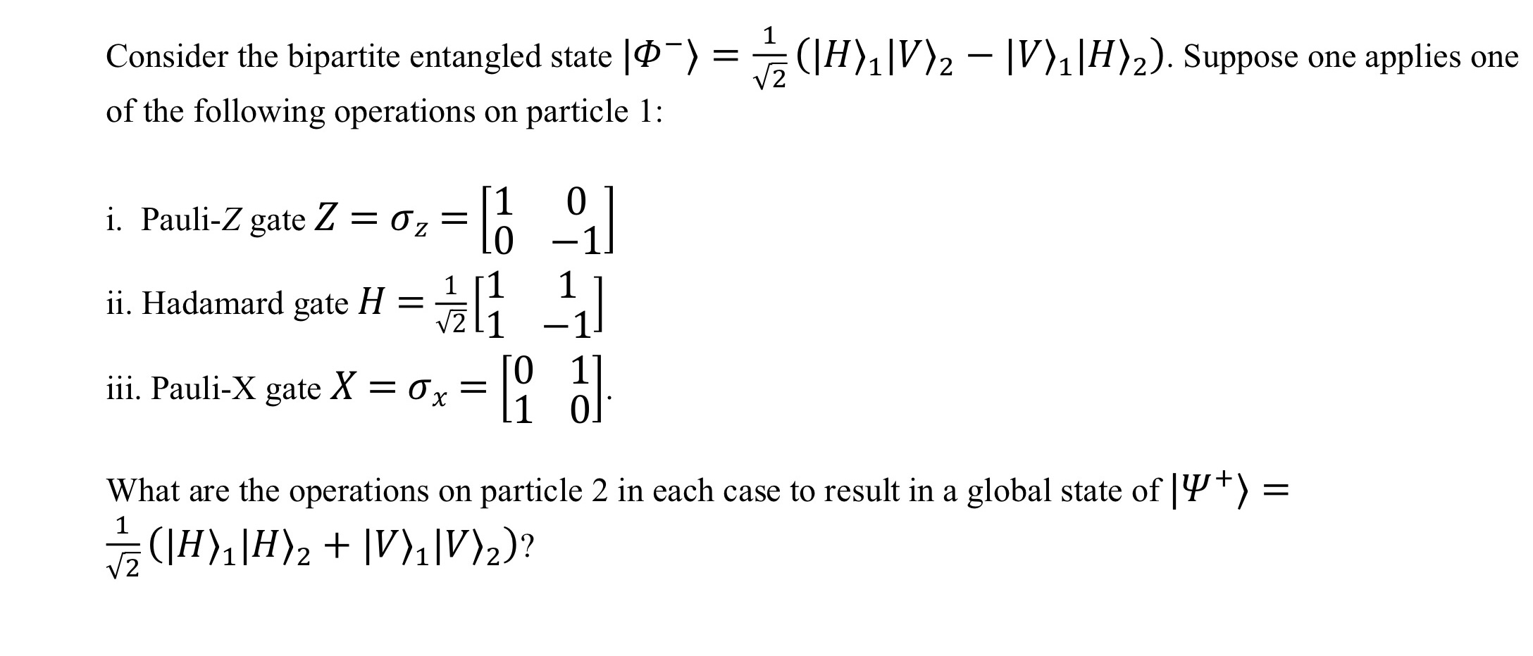 Solved Consider the bipartite entangled state | Chegg.com