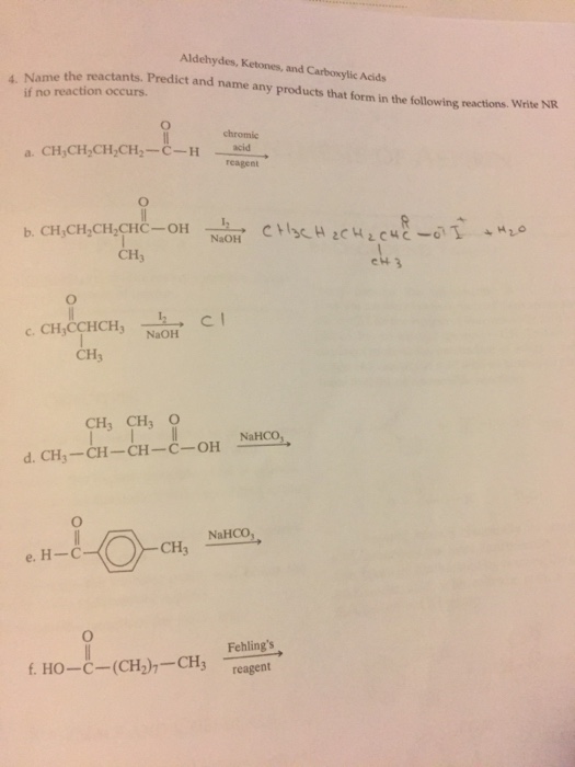 Solved Name the reactants. Predict and name any products | Chegg.com