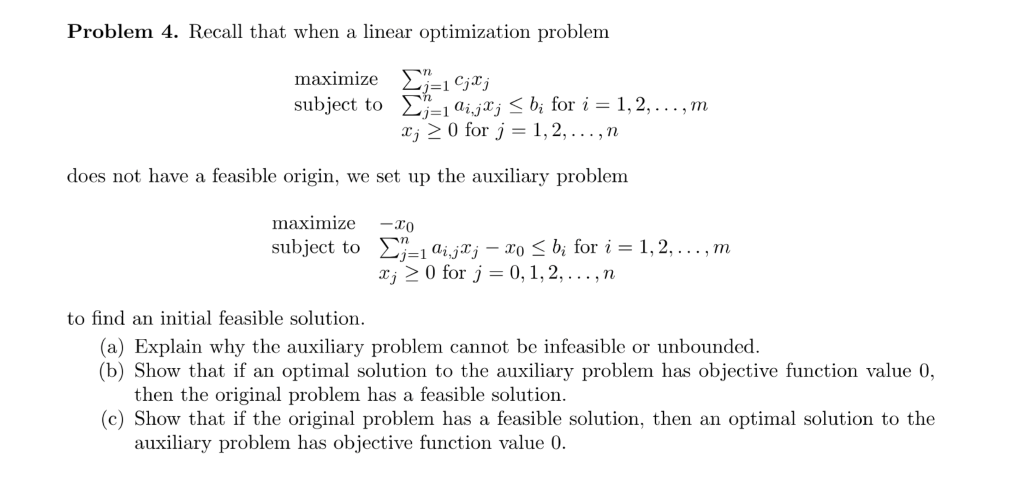 Solved Problem 4. Recall that when a linear optimization | Chegg.com