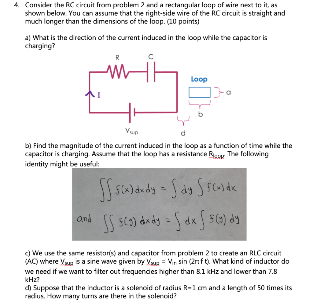Solved Consider the RC circuit from problem 2 and a | Chegg.com