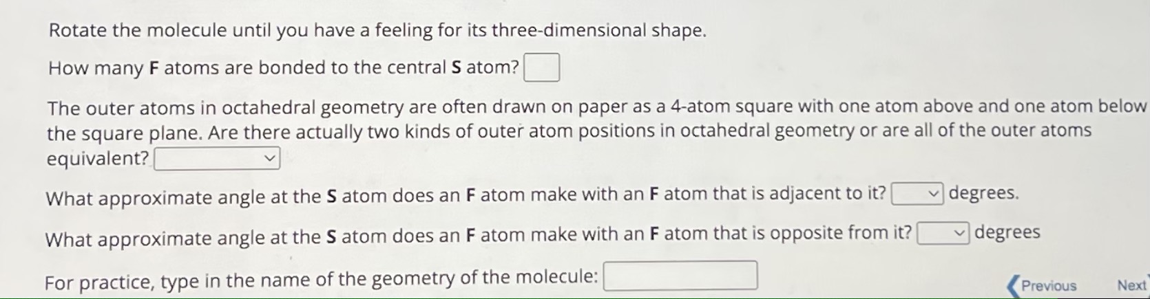 Solved A Model For Sf6 Is Shown In The Chem3d Window Sf6