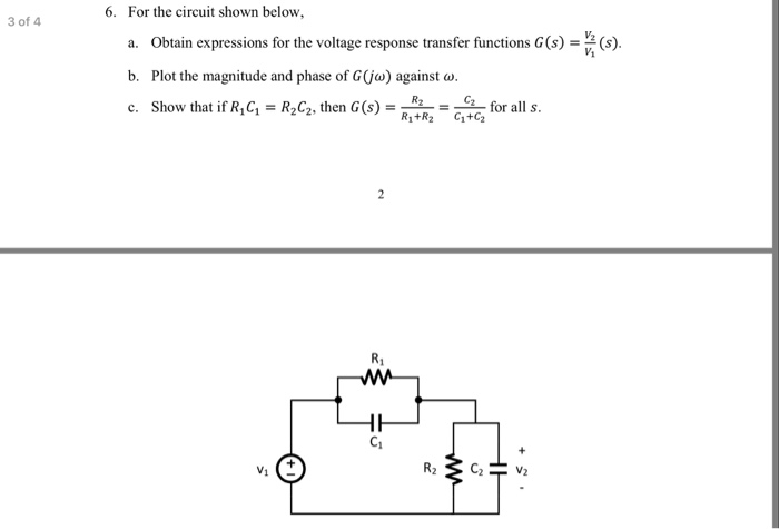 Solved 6. For the circuit shown below, 3 of 4 a. Obtain | Chegg.com